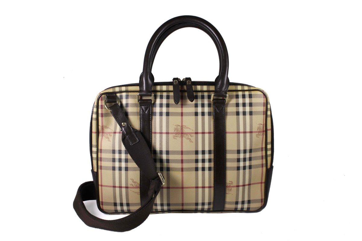 BURBERRY check canvas and leather laptop briefcase – Vintage Carwen