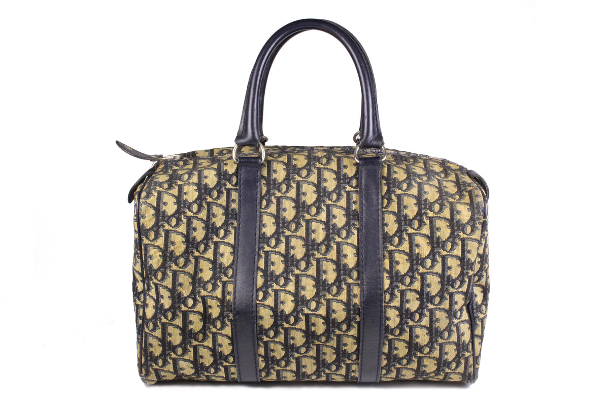 CHRISTIAN DIOR blue logo Dior Oblique canvas Boston bag – Vintage Carwen