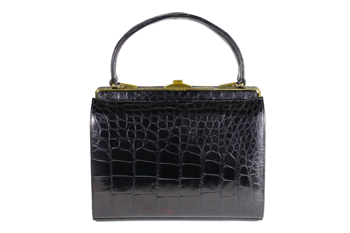 PALIZZIO black crocodile skin handbag with single handle – Vintage Carwen