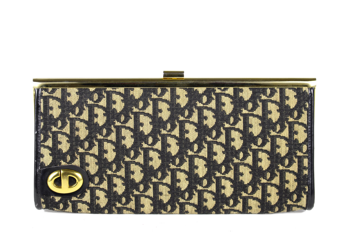 CHRISTIAN DIOR blue logo Dior oblique clutch – Vintage Carwen