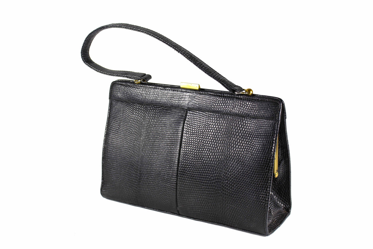 Black lizard skin handbag – Vintage Carwen